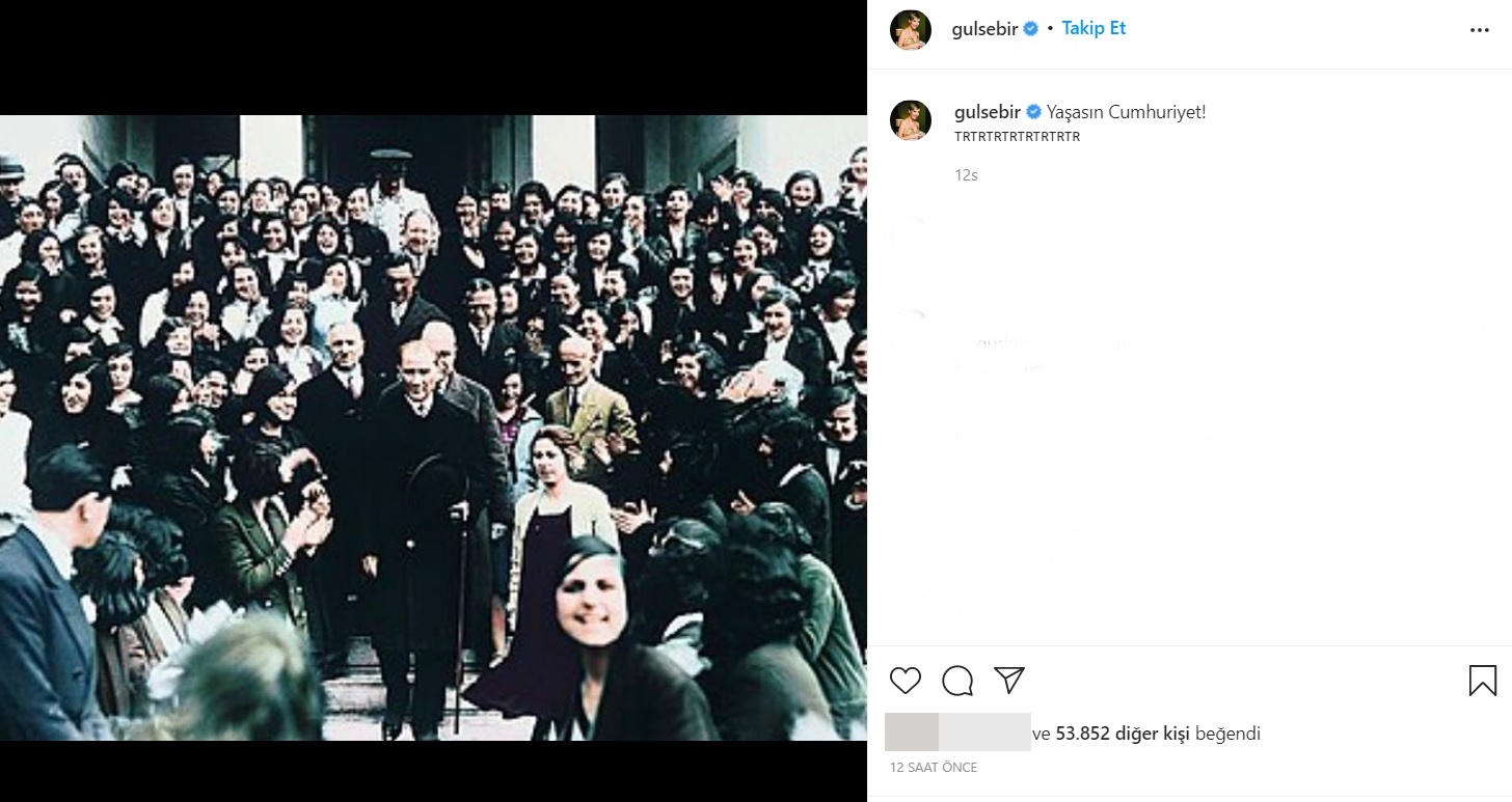 İşte Ünlülerin ''29 Ekim Cumhuriyet Bayramı'' paylaşımları
