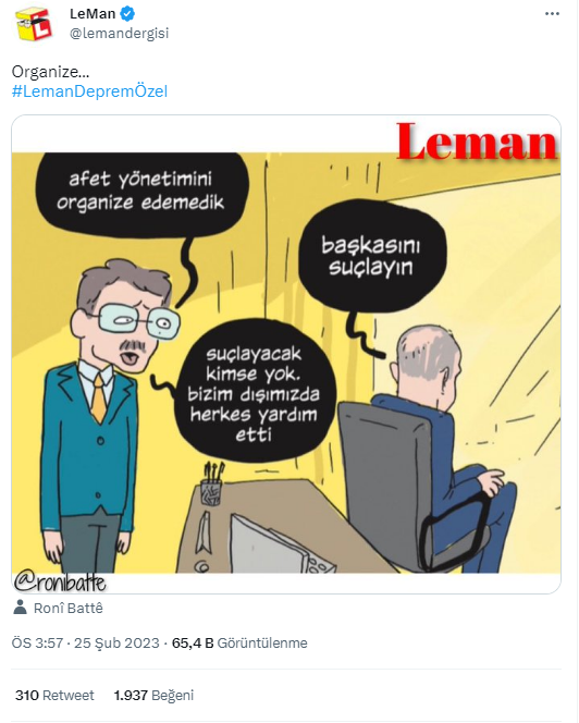 Leman'dan deprem özel kapağı: "Başkasını suçlayın..."