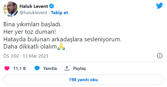 Haluk Levent: "Her yer toz duman"