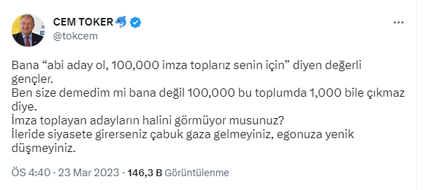 Cem Toker, "100 bin imza toplarız senin için" diyen gençlere "imza ...