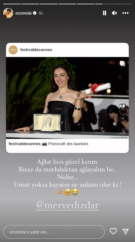 Cannesın En Iyi Kadın Oyuncusu Merve Dizdara Tebrik Yağdı