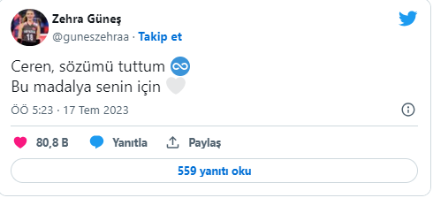 Zehra Güneş şampiyonluğu depremde ölen Ceren Topal'a adadı